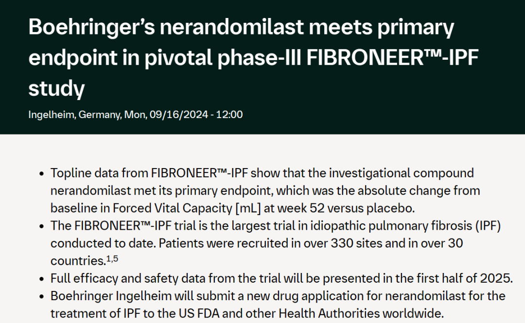 十年来首个肺纤维化药品达到3期试验主要重点，BI欲向FDA申请上市医药新闻-ByDrug-一站式医药资源共享中心-医药魔方