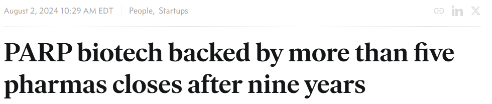 一家专注于PARP抑制剂的biotech倒闭医药新闻-ByDrug-一站式医药资源共享中心-医药魔方