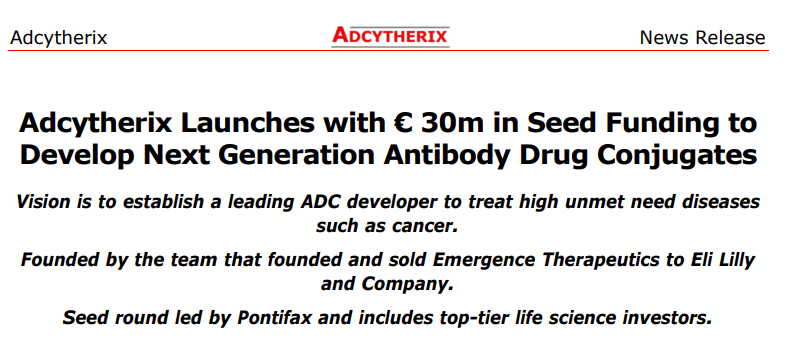 新锐！3200万美元种子轮融资，开发新型ADC药物医药新闻-ByDrug-一站式医药资源共享中心-医药魔方