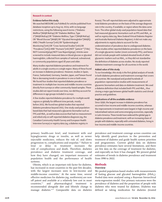 行业研究 | 《柳叶刀》发布：全球成人糖尿病患者超过8亿，半数以上未治疗医药新闻-ByDrug-一站式医药资源共享中心-医药魔方