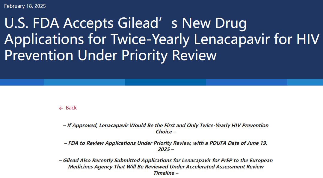 HIV感染风险降低96%以上！吉利德一年两次长效HIV疗法申报新适应症医药新闻-ByDrug-一站式医药资源共享中心-医药魔方