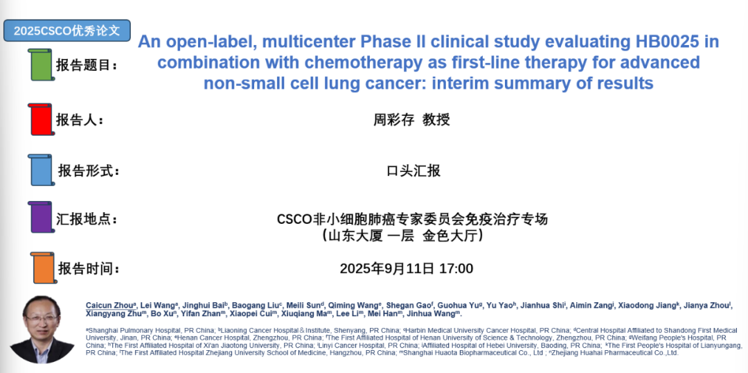 【首发CSCO】周彩存教授口头汇报华海药业HB0025注射液肺癌研究成果医药新闻-ByDrug-一站式医药资源共享中心-医药魔方