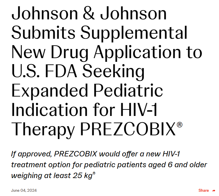 强生抗HIV-1感染复方「达芦司他」在欧美申请扩大适用人群至幼儿医药新闻-ByDrug-一站式医药资源共享中心-医药魔方