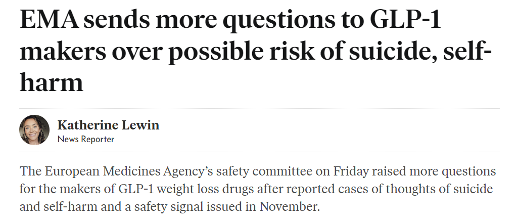 风波又起！EMA欲再调查GLP-1药物的自杀和自残风险医药新闻-ByDrug-一站式医药资源共享中心-医药魔方