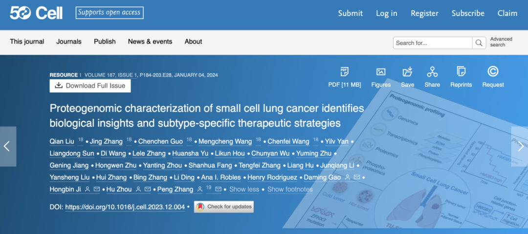 Cell | 上海药物所合作绘制小细胞肺癌蛋白基因组学图谱医药新闻-ByDrug-一站式医药资源共享中心-医药魔方