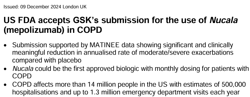 每月1次！葛兰素史克IL-5单抗申报COPD新适应症医药新闻-ByDrug-一站式医药资源共享中心-医药魔方