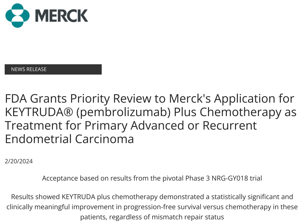 K药新适应症上市申请获FDA受理，一线治疗子宫内膜癌医药新闻-ByDrug-一站式医药资源共享中心-医药魔方