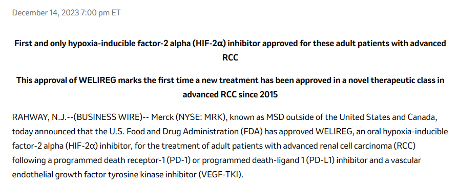 默沙东HIF-2α抑制剂获批肾细胞癌适应症医药新闻-ByDrug-一站式医药资源共享中心-医药魔方