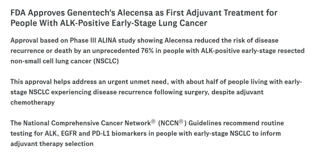 FDA批准罗氏阿来替尼辅助治疗ALK阳性NSCLC医药新闻-ByDrug-一站式医药资源共享中心-医药魔方