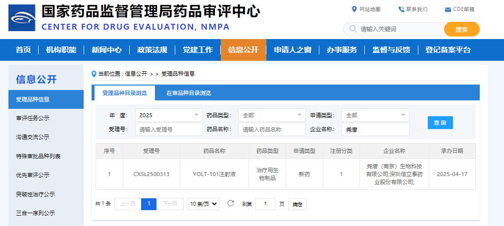 尧唐生物体内碱基编辑药物YOLT-101临床试验申请获受理医药新闻-ByDrug-一站式医药资源共享中心-医药魔方