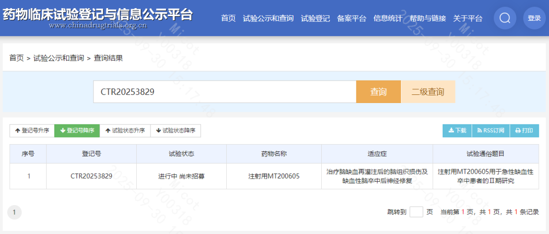 MICOT（麦科奥特）MT200605项目II期临床试验在国家药品审评中心完成首次登记医药新闻-ByDrug-一站式医药资源共享中心-医药魔方