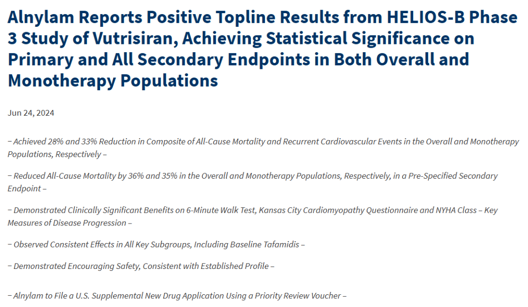 Alnylam大涨33%，siRNA药物vutrisiran治疗ATTR-CM大获成功医药新闻-ByDrug-一站式医药资源共享中心-医药魔方