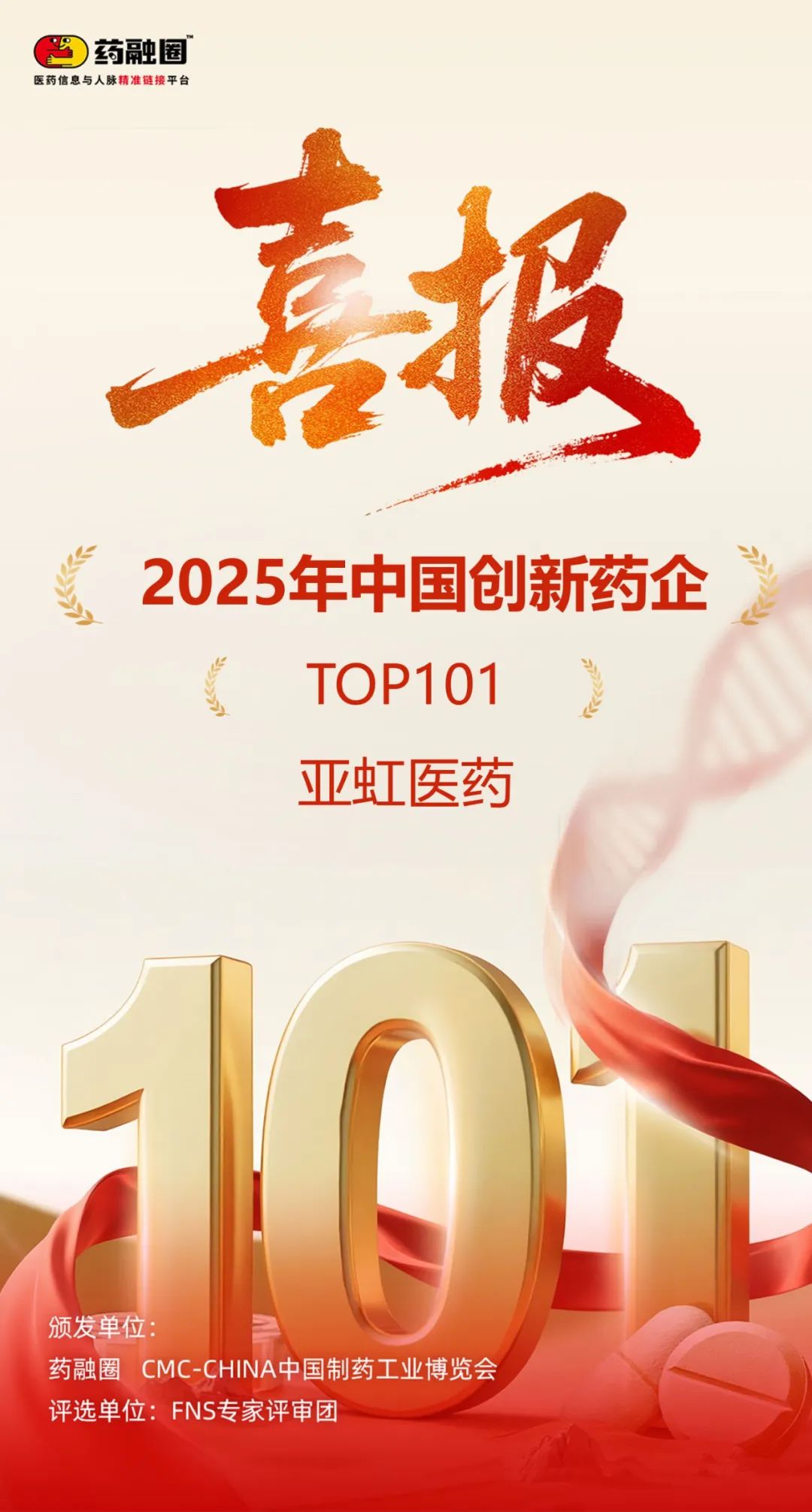 亚虹医药荣获“2025中国创新药企TOP101”医药新闻-ByDrug-一站式医药资源共享中心-医药魔方