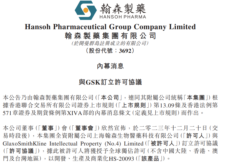 17.1亿美元！GSK引进翰森制药B7-H3 ADC医药新闻-ByDrug-一站式医药资源共享中心-医药魔方