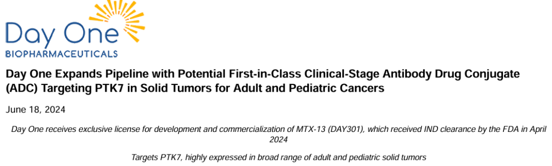 12亿美元！Day one从中国biotech引进一款PTK7 ADC医药新闻-ByDrug-一站式医药资源共享中心-医药魔方