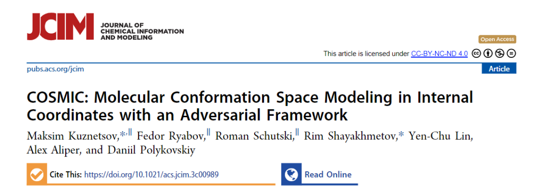 JCIM｜生成式AI加速药物设计，英矽智能发布高效3D分子构象建模框架COSMIC医药新闻-ByDrug-一站式医药资源共享中心-医药魔方