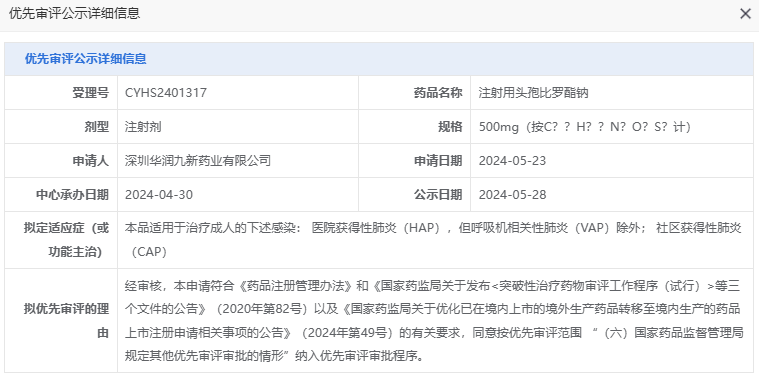 华润三九第五代头孢抗生素「头孢比罗酯」拟纳入优先审评医药新闻-ByDrug-一站式医药资源共享中心-医药魔方