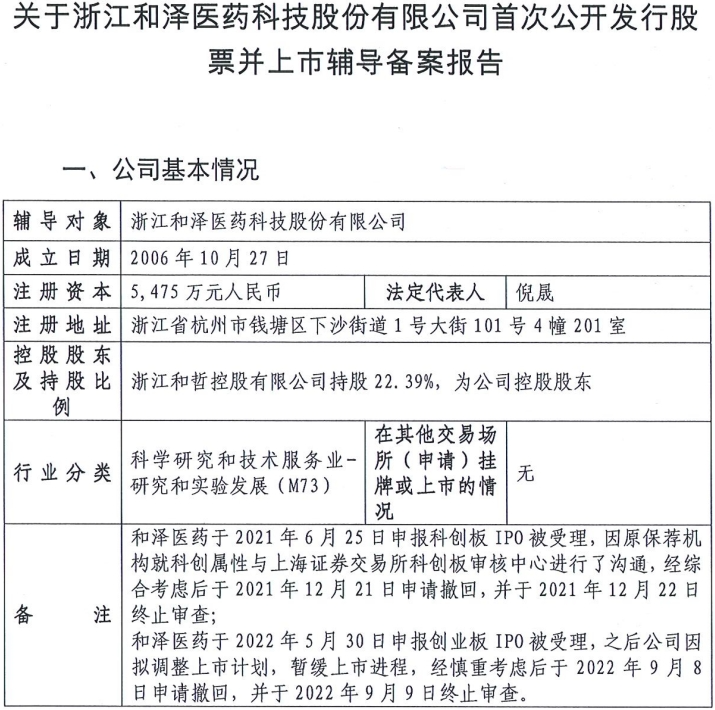 三战IPO，CRO企业和泽医药辅导备案医药新闻-ByDrug-一站式医药资源共享中心-医药魔方