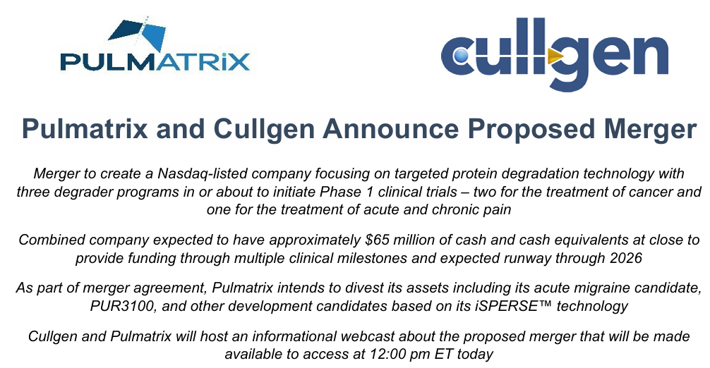 刚刚！睿跃生物与Pulmatrix达成合并协议！医药新闻-ByDrug-一站式医药资源共享中心-医药魔方