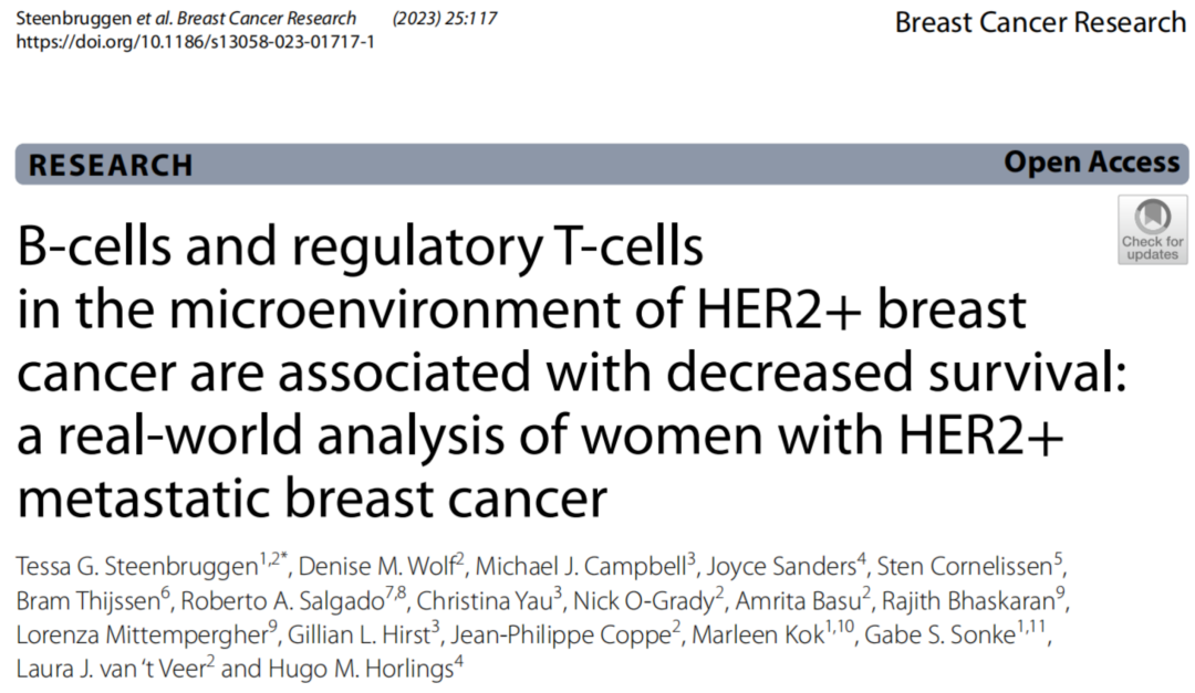 真实世界数据：HER2+乳腺癌微环境中的B细胞和调节性T细胞与生存率降低相关医药新闻-ByDrug-一站式医药资源共享中心-医药魔方