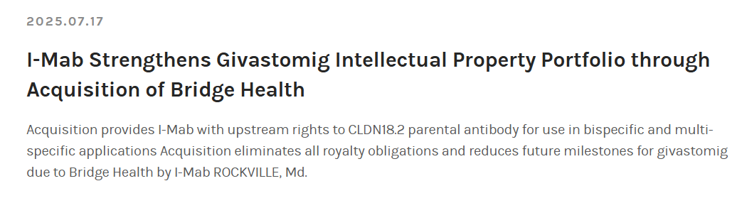 180万美元预付款！I-Mab收购Bridge Health医药新闻-ByDrug-一站式医药资源共享中心-医药魔方