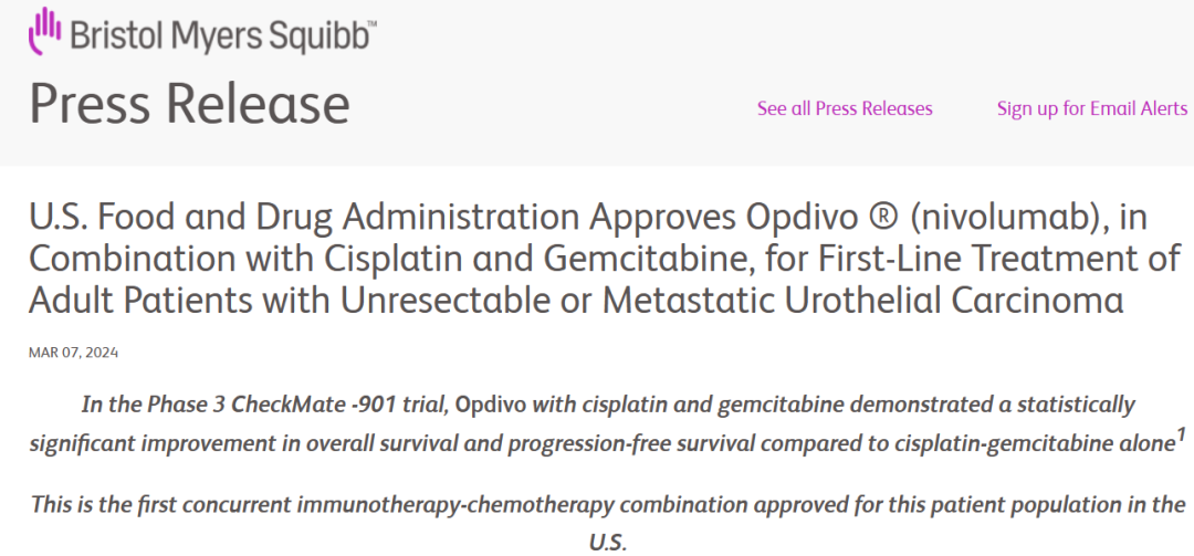 O药新适应症获FDA批准！联合化疗一线治疗晚期尿路上皮癌医药新闻-ByDrug-一站式医药资源共享中心-医药魔方