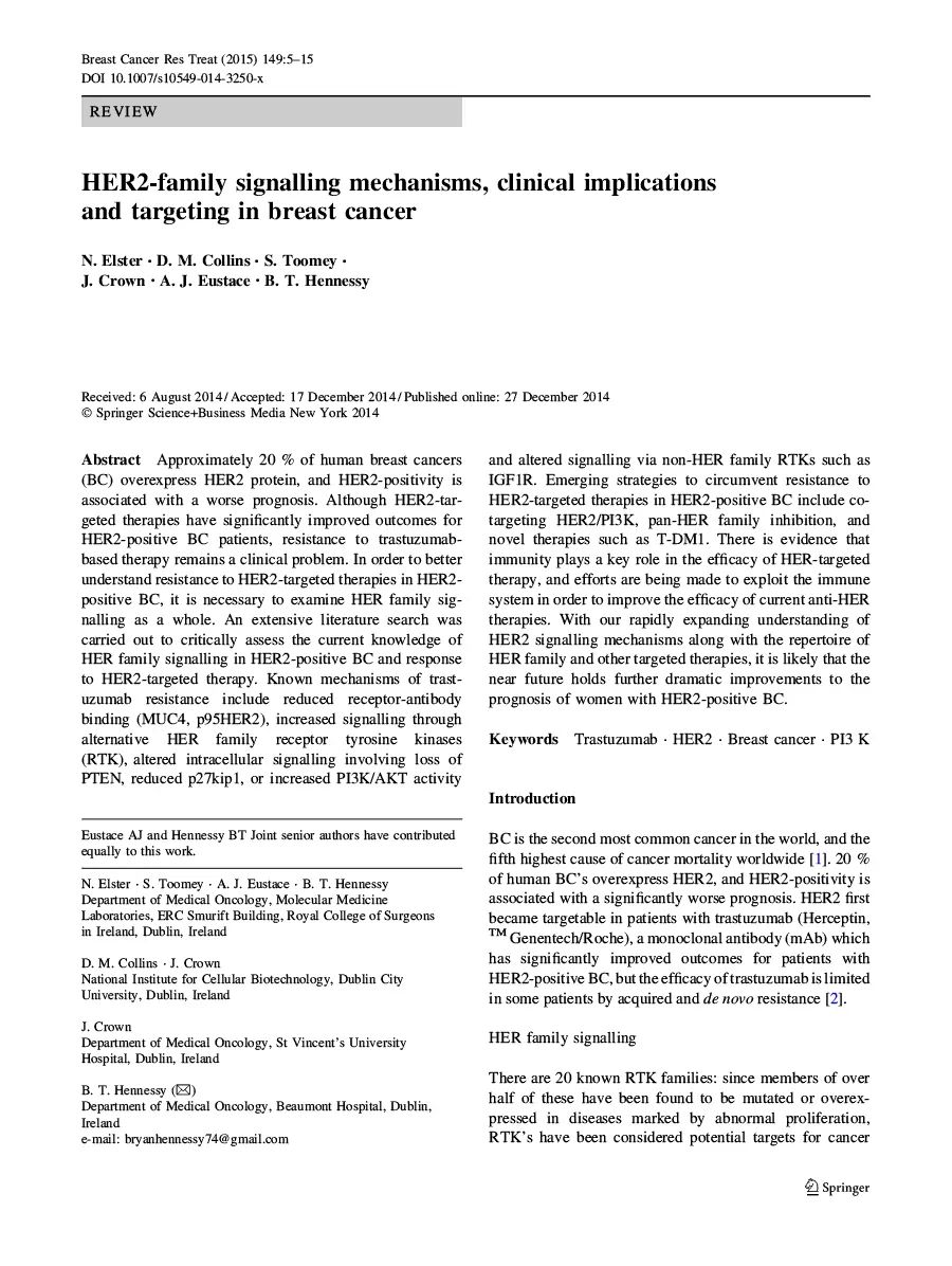 乳腺癌HER2家族信号传导机制、临床意义与靶向疗法医药新闻-ByDrug-一站式医药资源共享中心-医药魔方
