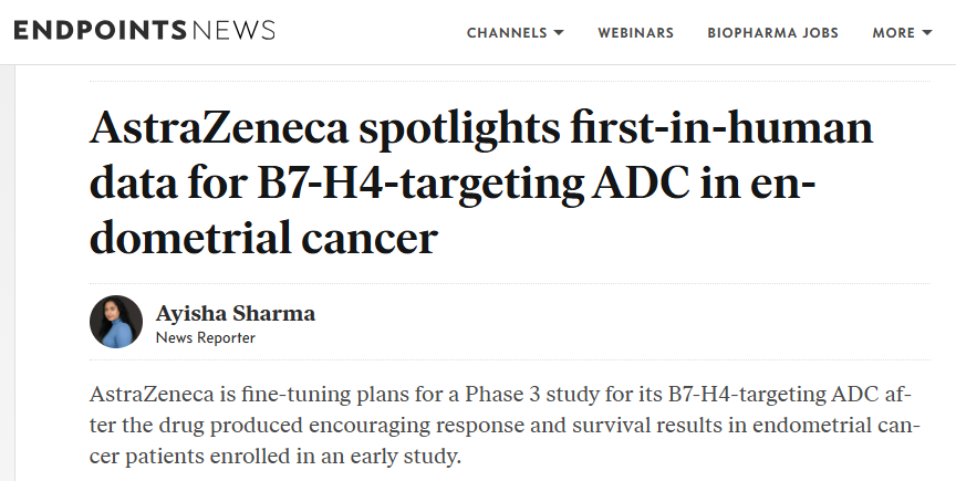 阿斯利康首次公布B7-H4 ADC治疗子宫内膜癌临床研究数据医药新闻-ByDrug-一站式医药资源共享中心-医药魔方