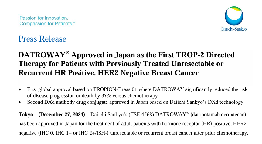全球首批！第一三共TROP2 ADC在日本获批上市医药新闻-ByDrug-一站式医药资源共享中心-医药魔方