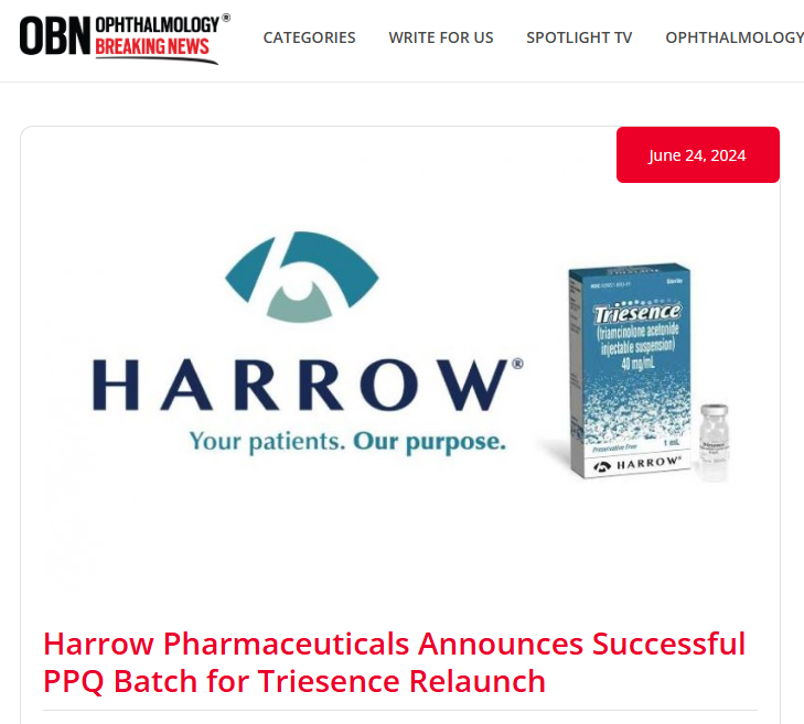 哈罗制药宣布Triesence（曲安奈德混悬注射液）成功通过工艺性确认（PPQ）医药新闻-ByDrug-一站式医药资源共享中心-医药魔方