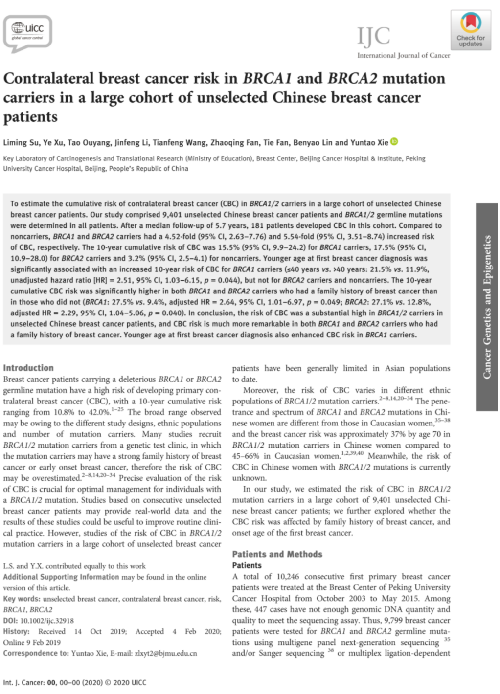 瞭望东方丨中国首次报道BRCA1/2突变乳腺癌患者对侧乳腺癌的发病风险医药新闻-ByDrug-一站式医药资源共享中心-医药魔方