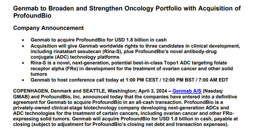 生命资本客户普方生物被 Genmab 18 亿美元现金收购医药新闻-ByDrug-一站式医药资源共享中心-医药魔方