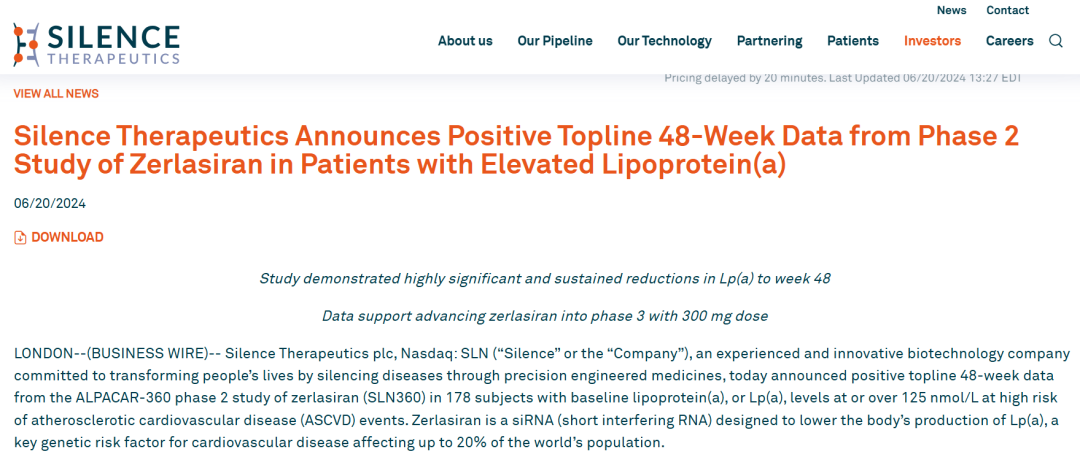 一年两针，脂蛋白（a）降幅超90%！siRNA疗法II期研究48周数据出炉医药新闻-ByDrug-一站式医药资源共享中心-医药魔方
