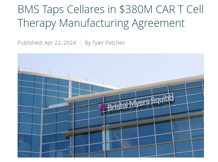 3.8亿美元！BMS达成一项CAR-T生产合作协议医药新闻-ByDrug-一站式医药资源共享中心-医药魔方