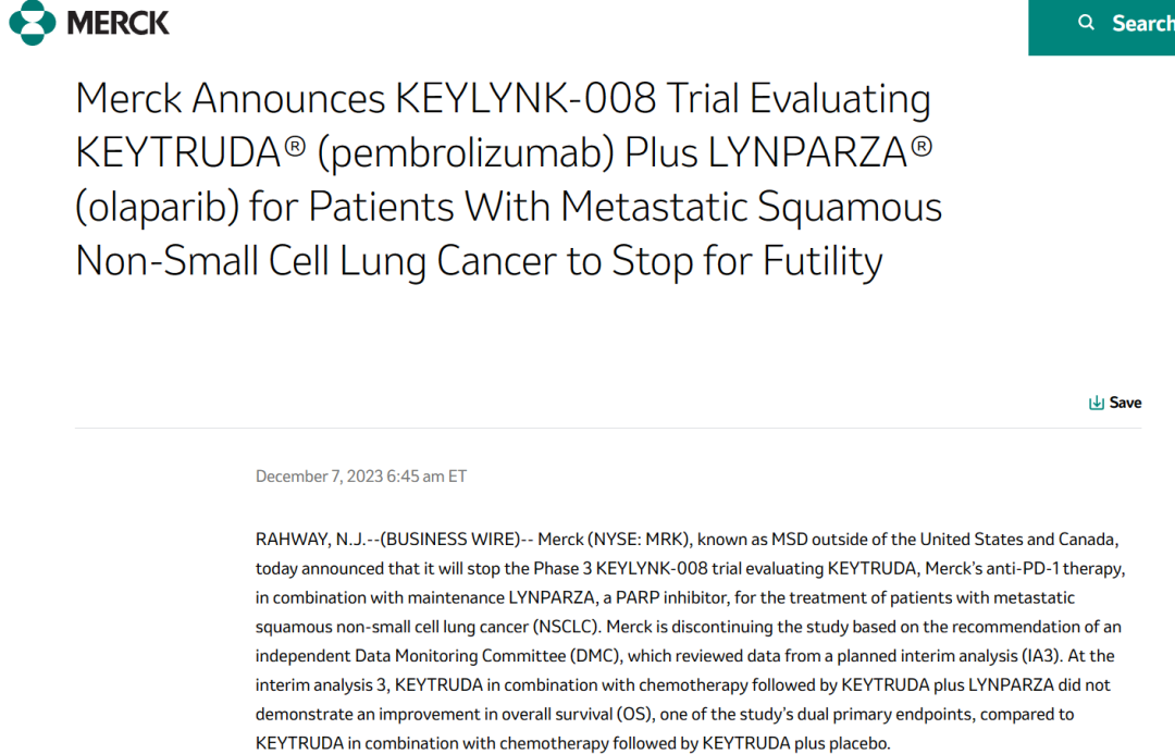 默沙东终止K药+奥拉帕利联合疗法一项III期研究医药新闻-ByDrug-一站式医药资源共享中心-医药魔方
