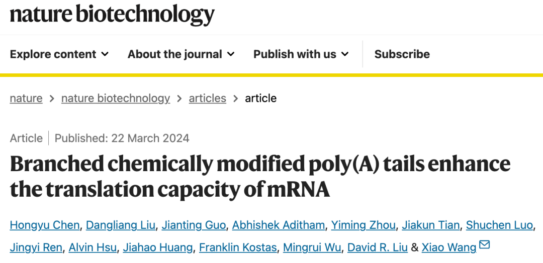 Nat Bio | 具有核酸外切酶抗性的枝状poly(A)尾能提高mRNA药物稳定性医药新闻-ByDrug-一站式医药资源共享中心-医药魔方