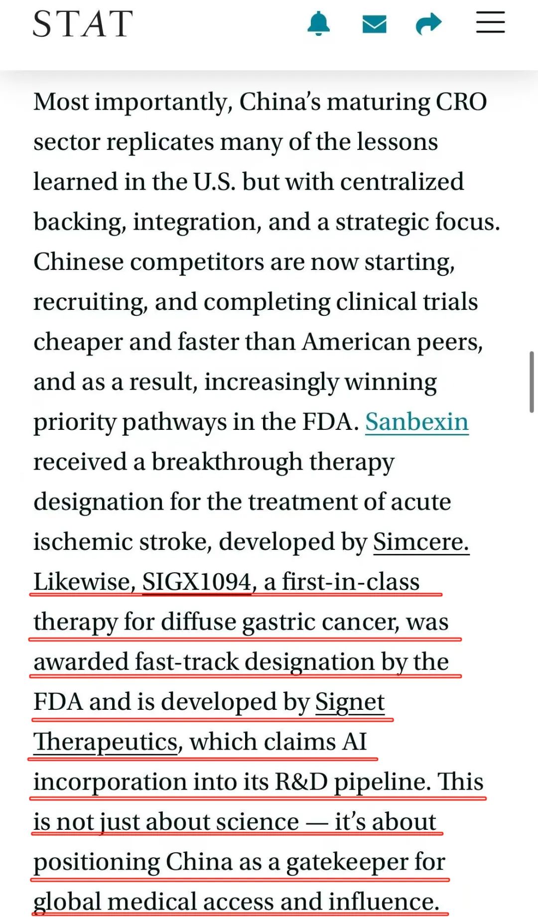 权威医药及健康媒体STAT以希格生科管线为例，阐述中国在全球创新药影响力中的至关重要作用医药新闻-ByDrug-一站式医药资源共享中心-医药魔方