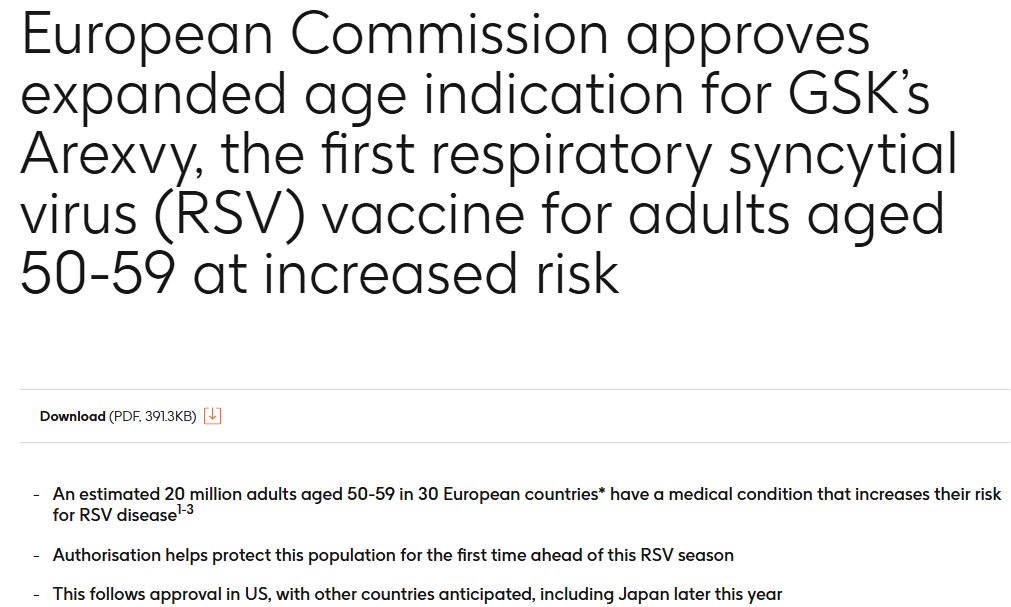 GSK RSV疫苗适用人群在欧盟扩大至50-59岁医药新闻-ByDrug-一站式医药资源共享中心-医药魔方