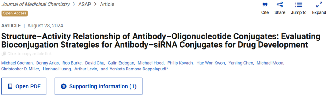 先导科普荟 | 抗体-核酸（AOC）的结构-活性关系：抗体-siRNA缀合物的生物偶联策略医药新闻-ByDrug-一站式医药资源共享中心-医药魔方
