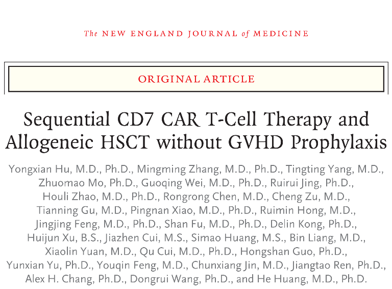 北恒生物CD7 UCAR-T联合异基因HSCT序贯治疗研究结果在《新英格兰医学杂志》发表医药新闻-ByDrug-一站式医药资源共享中心-医药魔方