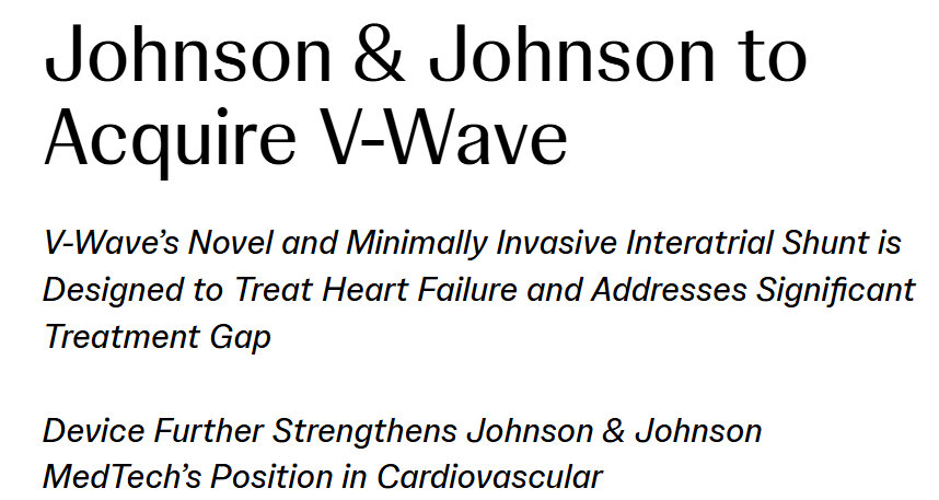 17亿美元！强生收购V-Wave，巩固心血管领先地位医药新闻-ByDrug-一站式医药资源共享中心-医药魔方
