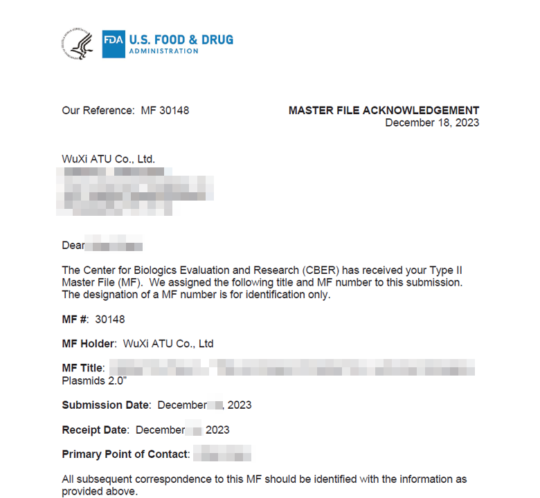赋能CGT申报进程│药明生基顺利完成一系列质粒及病毒载体FDA DMF备案医药新闻-ByDrug-一站式医药资源共享中心-医药魔方