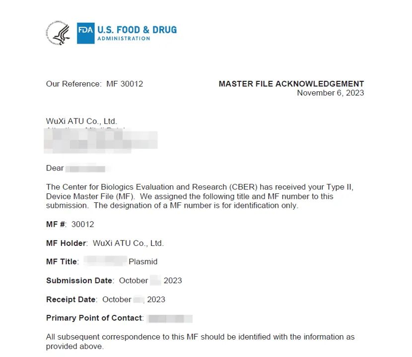 赋能CGT申报进程│药明生基顺利完成一系列质粒及病毒载体FDA DMF备案医药新闻-ByDrug-一站式医药资源共享中心-医药魔方