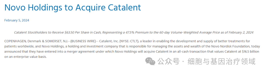 CGT CDMO龙头被千亿收购医药新闻-ByDrug-一站式医药资源共享中心-医药魔方