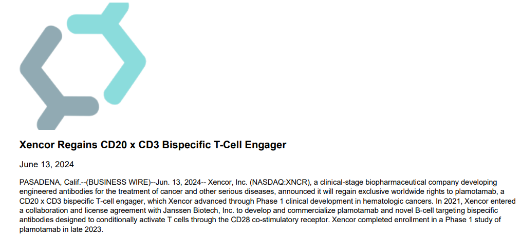 强生退还一款CD20/CD3双抗全球权益医药新闻-ByDrug-一站式医药资源共享中心-医药魔方