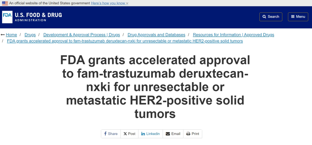 FDA资讯｜打破泛瘤种生存困局，德曲妥珠单抗获FDA批准用于治疗不可切除或转移性HER2阳性实体瘤医药新闻-ByDrug-一站式医药资源共享中心-医药魔方