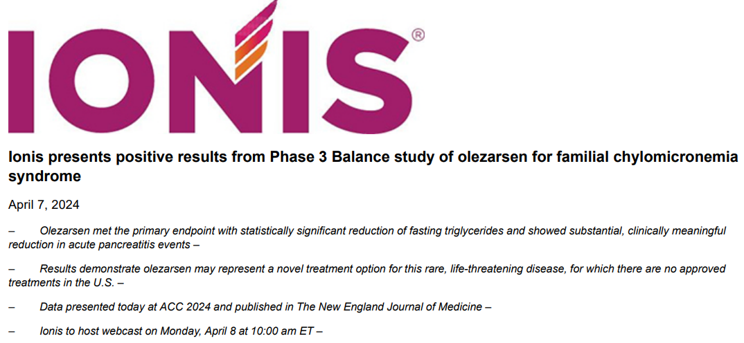 Ionis公布反义寡核苷酸新药III期研究完整数据医药新闻-ByDrug-一站式医药资源共享中心-医药魔方