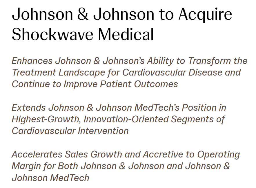 131亿美元！强生收购Shockwave Medical医药新闻-ByDrug-一站式医药资源共享中心-医药魔方