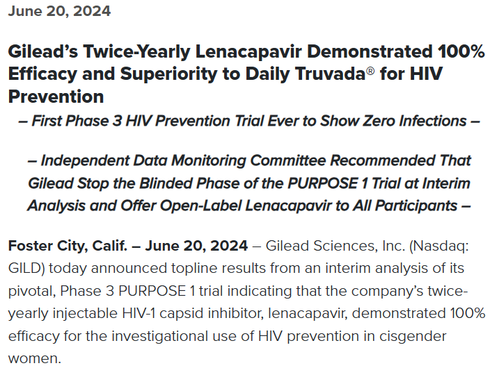 100%预防HIV感染，仅需半年注射1次，吉利德长效疗法III期结果积极医药新闻-ByDrug-一站式医药资源共享中心-医药魔方