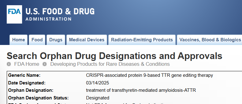 LifeBay企业动态 | 全球首个获批中美临床试验的锐正基因LNP体内基因编辑药物ART001又获美国FDA孤儿药资格认定医药新闻-ByDrug-一站式医药资源共享中心-医药魔方